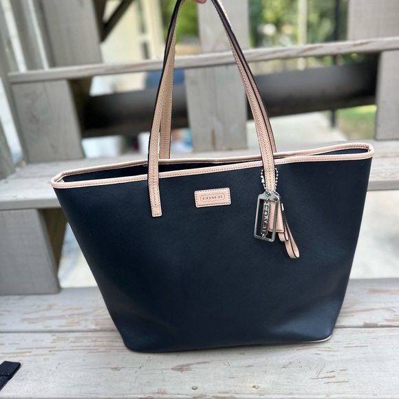 Coach | Bags | Coach Navy And Beige Tote Bag | Poshmark